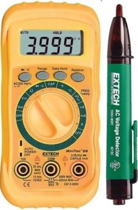 Extech MN26V multimeter, mini tec w/free volt detector