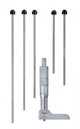 Mitutoyo 129-332 Mechanical Depth Micrometer with Interchangeable Rods, 0 to 6", 0.001"